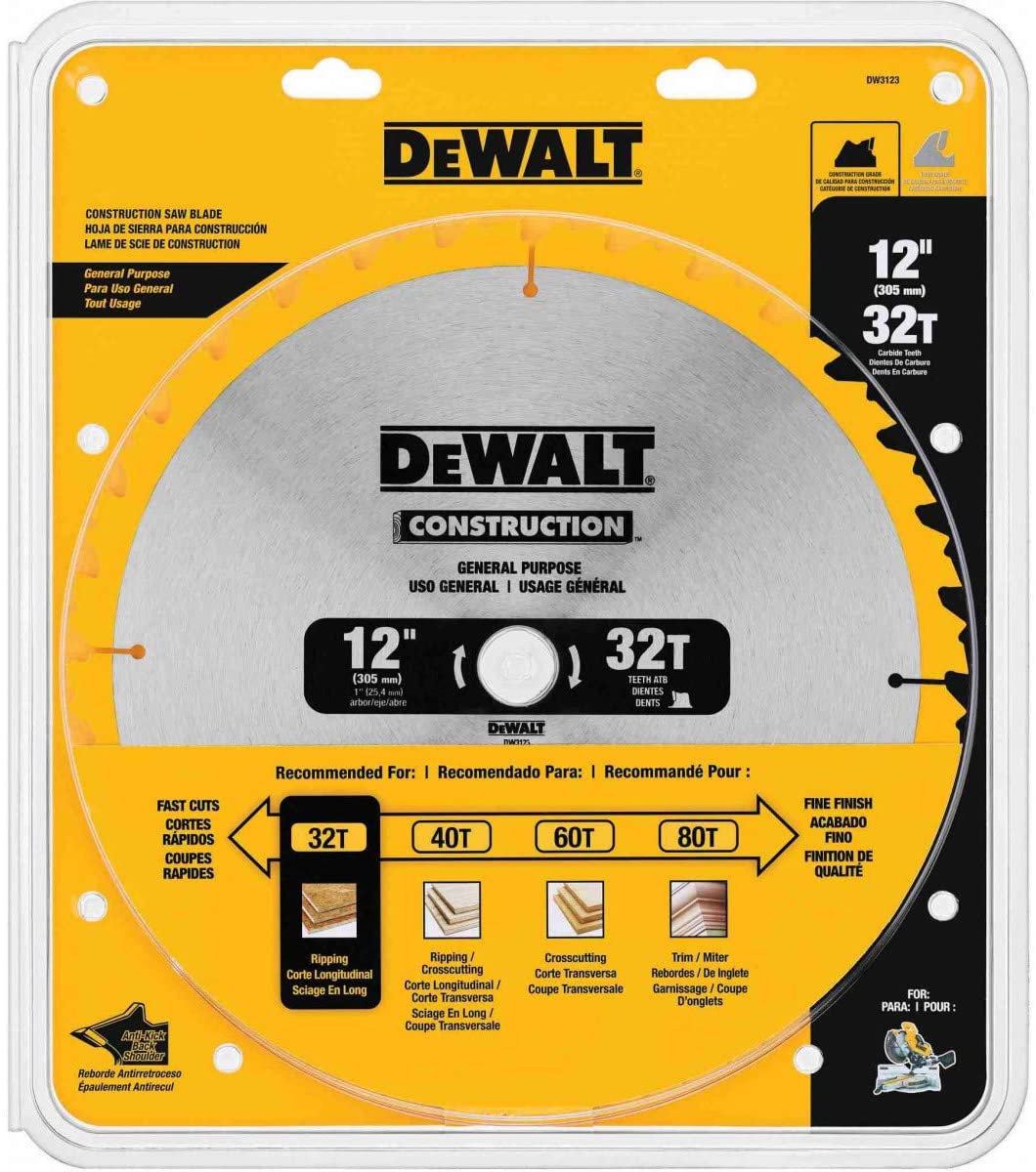 12" MITER SAW BLADE 32T - DeWALT (DW3123) — Home Store